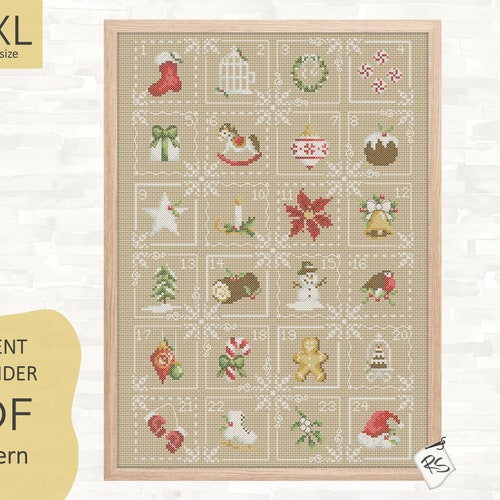 Advent Calendar Cross Stitch Pattern December Advent - Etsy