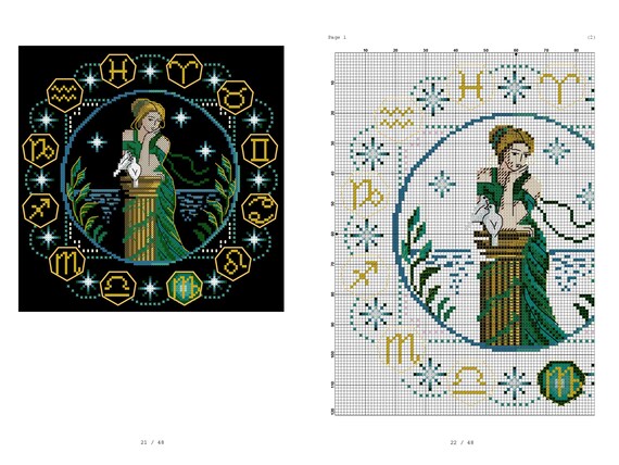 Needlepoint ANY 3 Of 12 Zodiac Signs Set Cross Stitch Patterns PDF ...