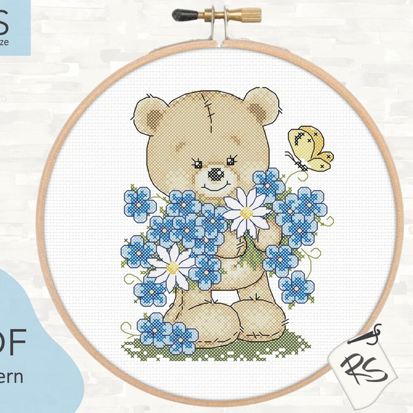 Teddy Cross Stitch - Etsy