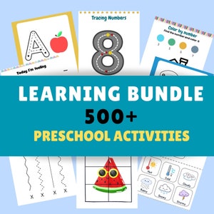 Preschool Learning Bundle: 500 Worksheets, Printable Coloring Abcs ...