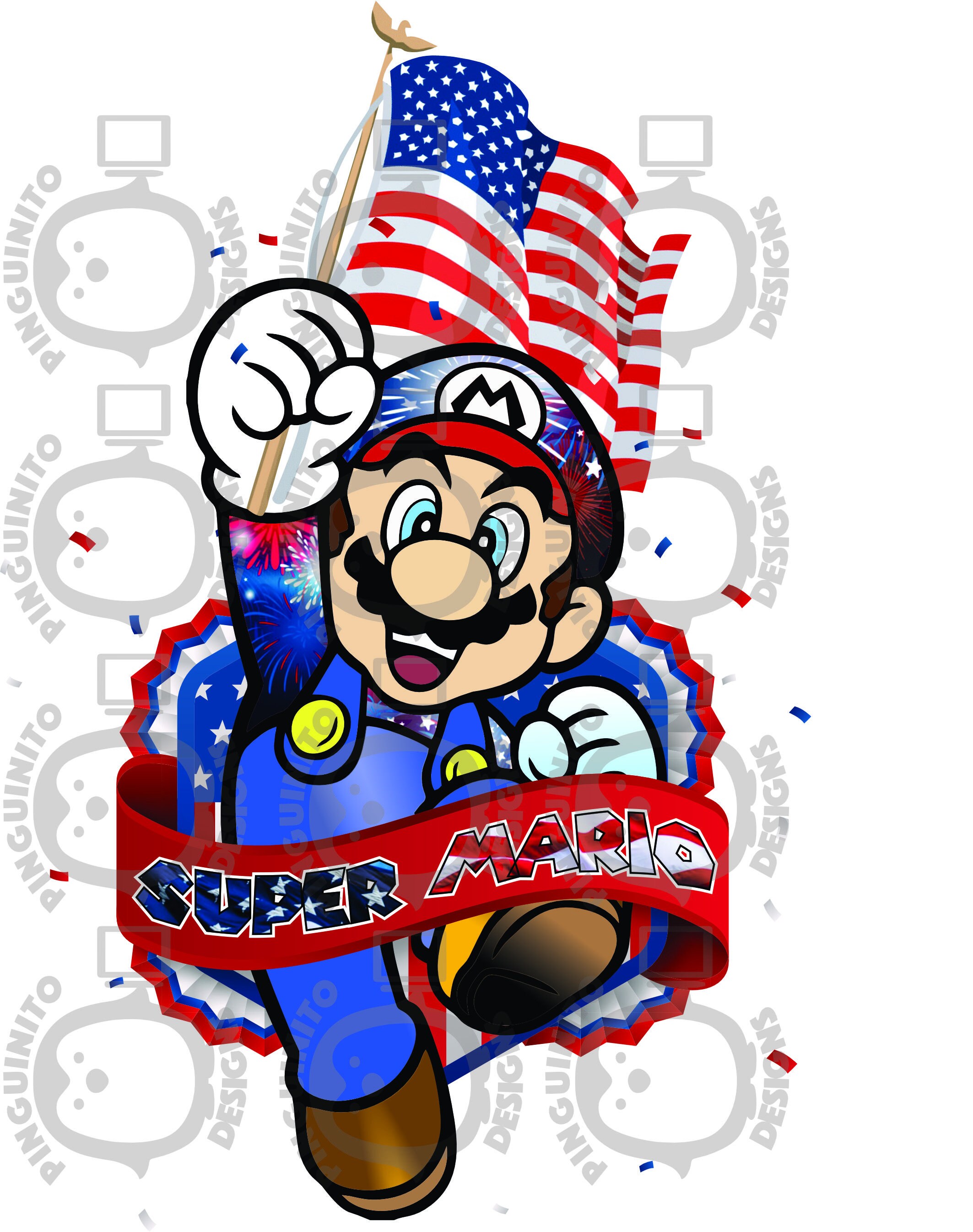 Mario - 4th of July - PNG FILE - Mario - Fourth of July Png - Etsy