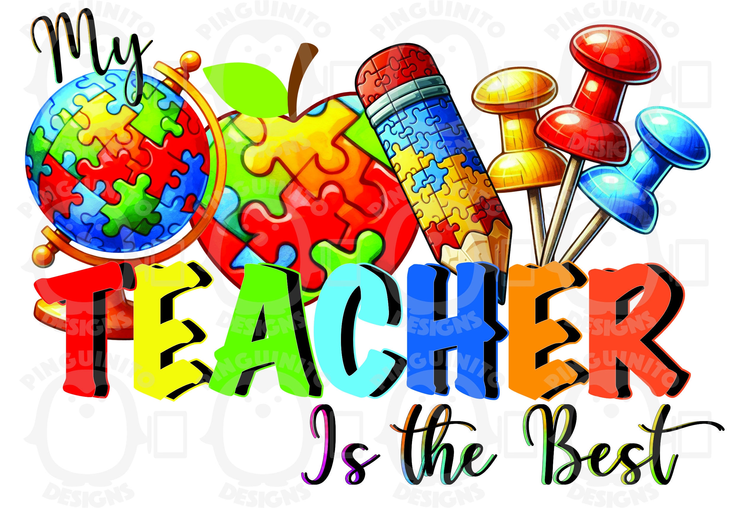 Autism Teacher File - My Teacher is the Best - Autism - Png File ...