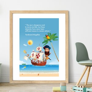 Ferdinand Magellan Quote Poster: Inspirational Cartoon Print (digital ...