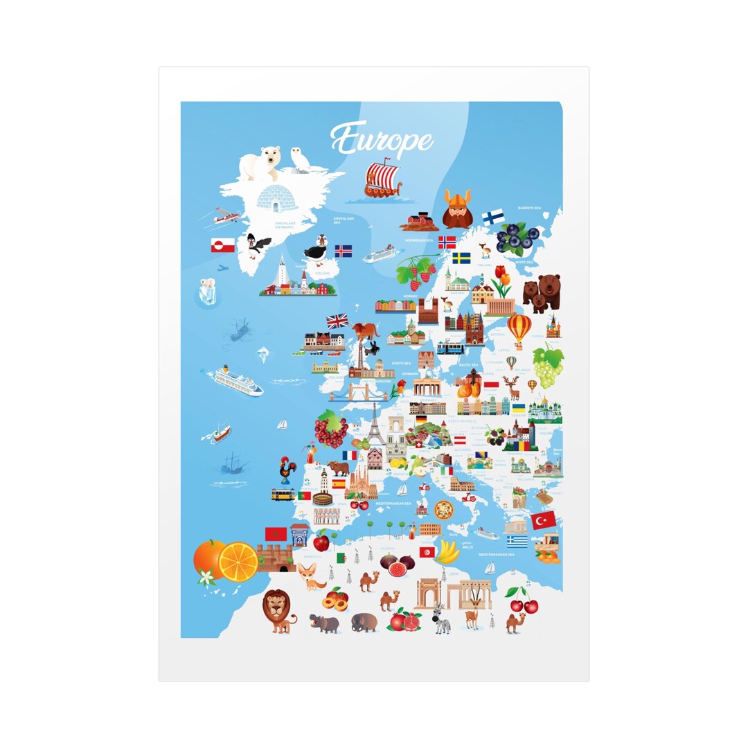 Europe Cartoon Map Rolled Posters. Europe Travel Map Rolled Posters ...