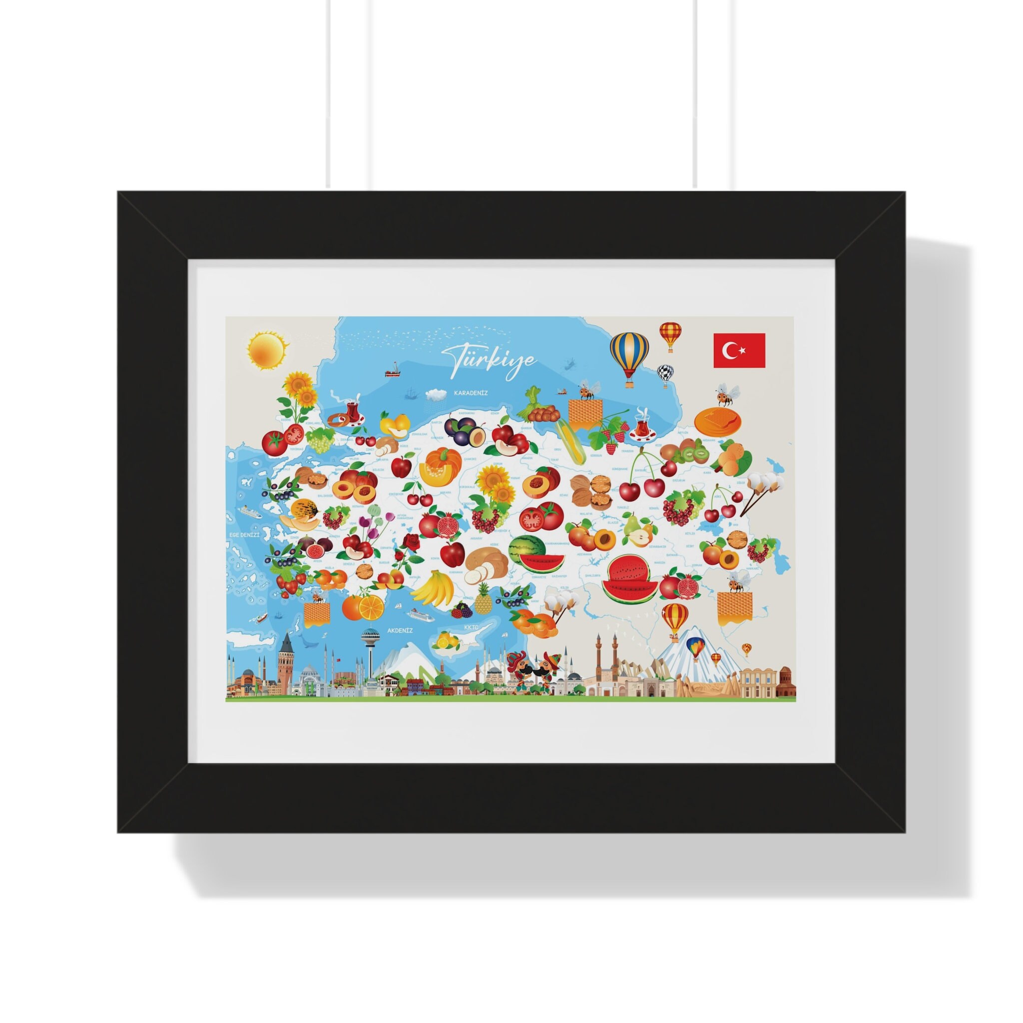 Türkiye Cartoon Map Poster, Istanbul Cartoon Map Poster, Turkey Tourism ...