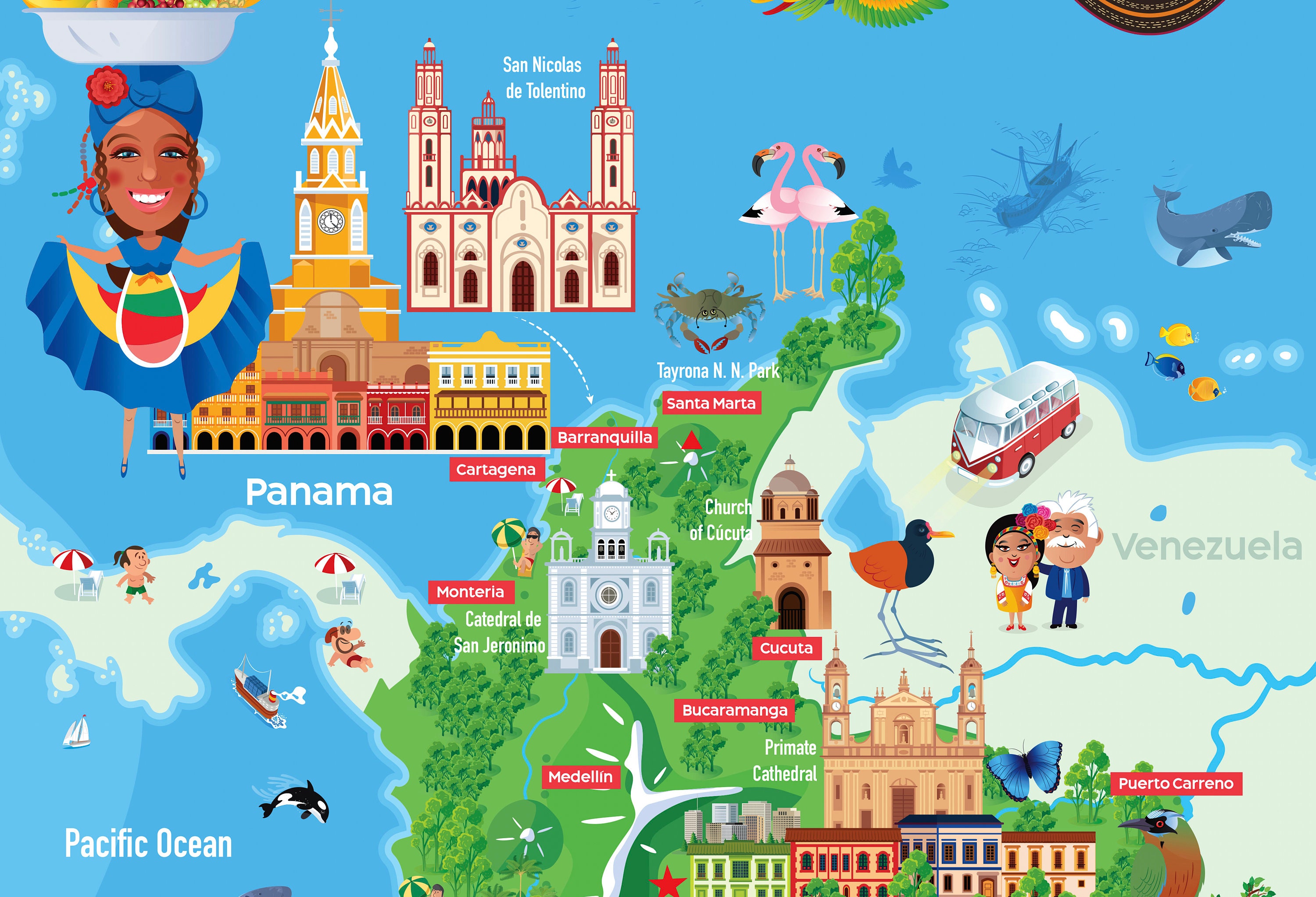 Map of Colombia Travel Map Poster - Etsy Canada