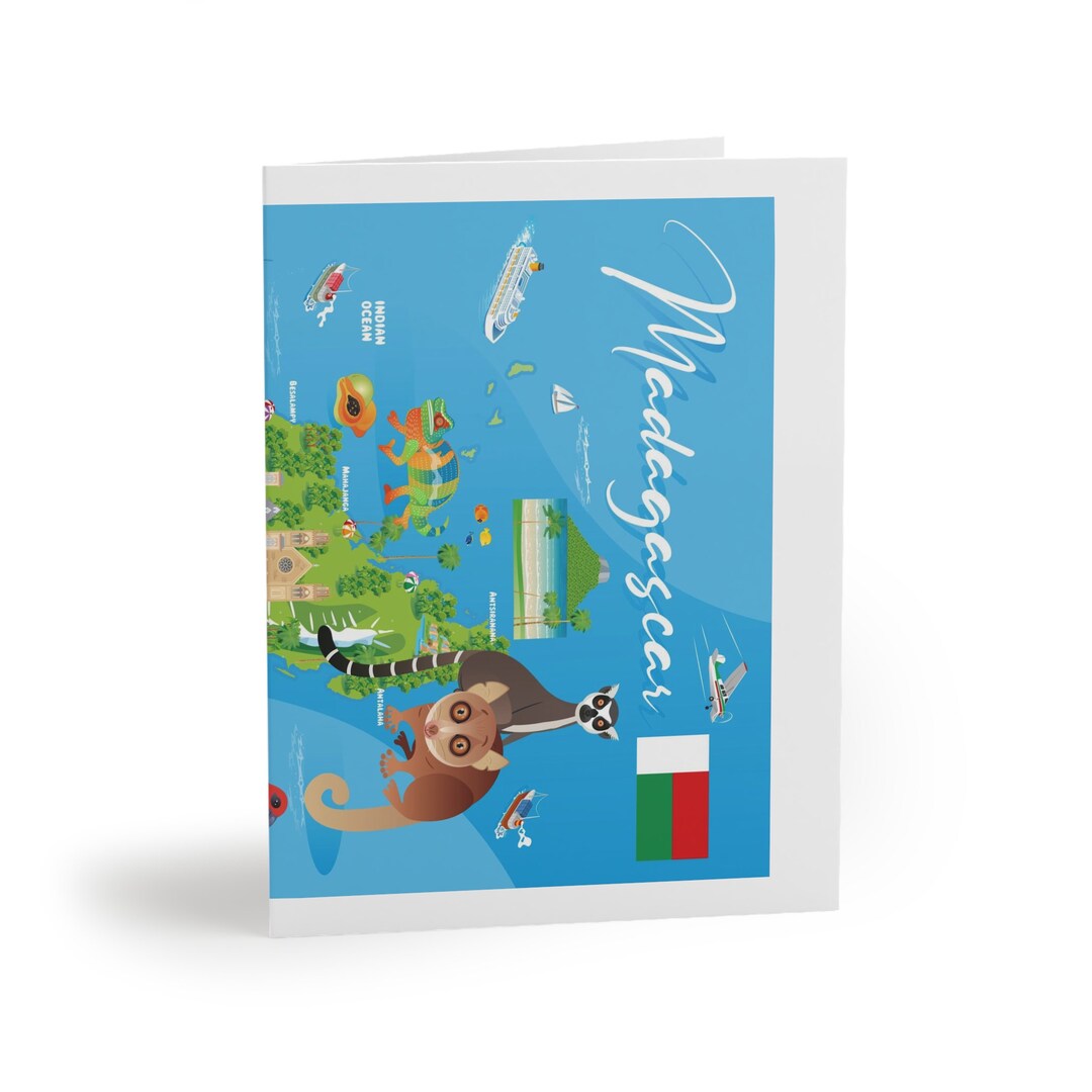 Cartoon Map of Madagascar Greeting Cards 8 16 and 24 Pcs - Etsy