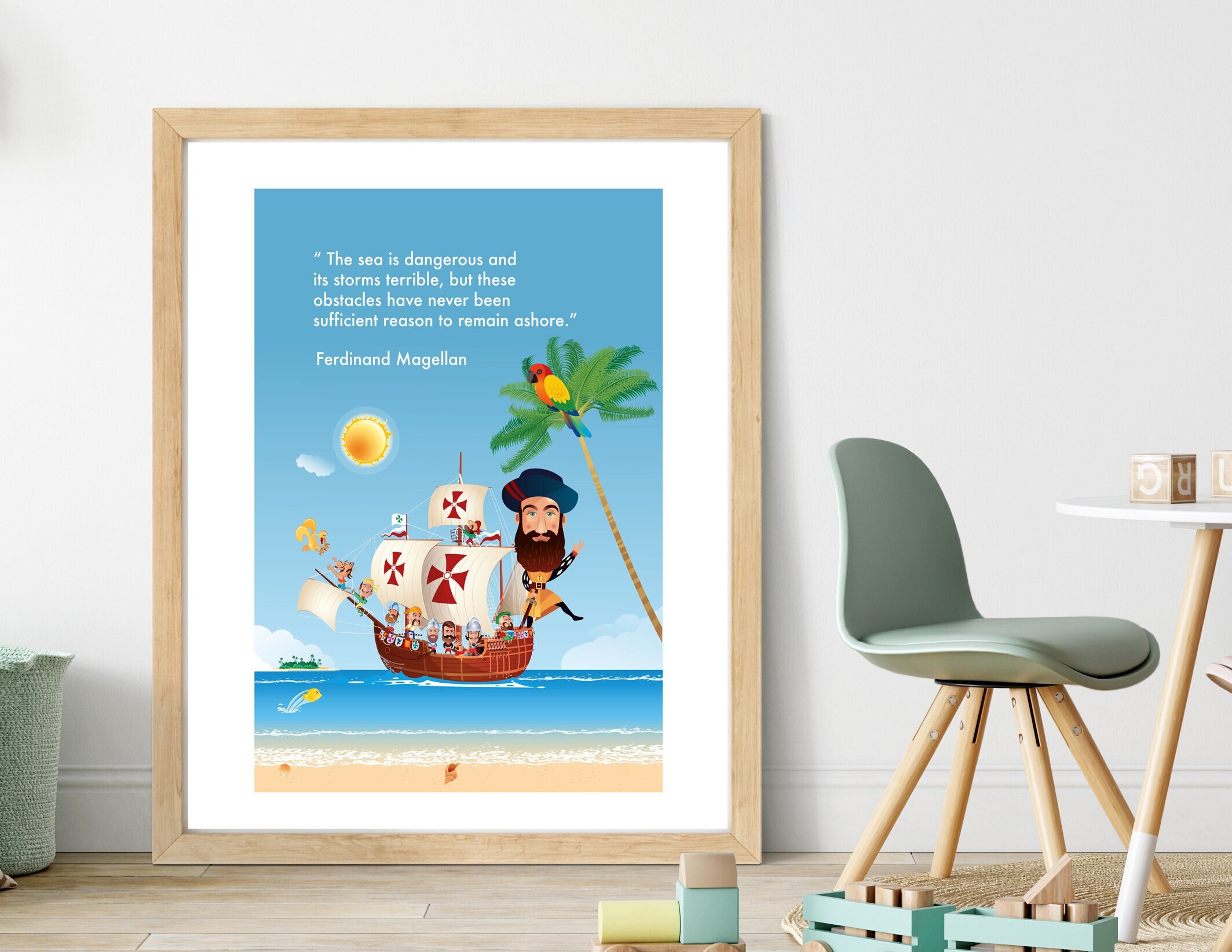 Ferdinand Magellan Quote Poster: Inspirational Cartoon Print (digital ...