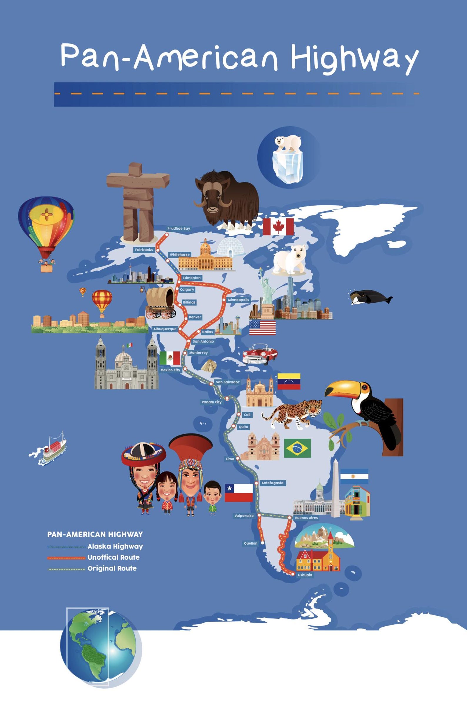 Pan-american Highway Map Poster - Etsy