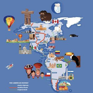 Pan-american Highway Map Poster - Etsy