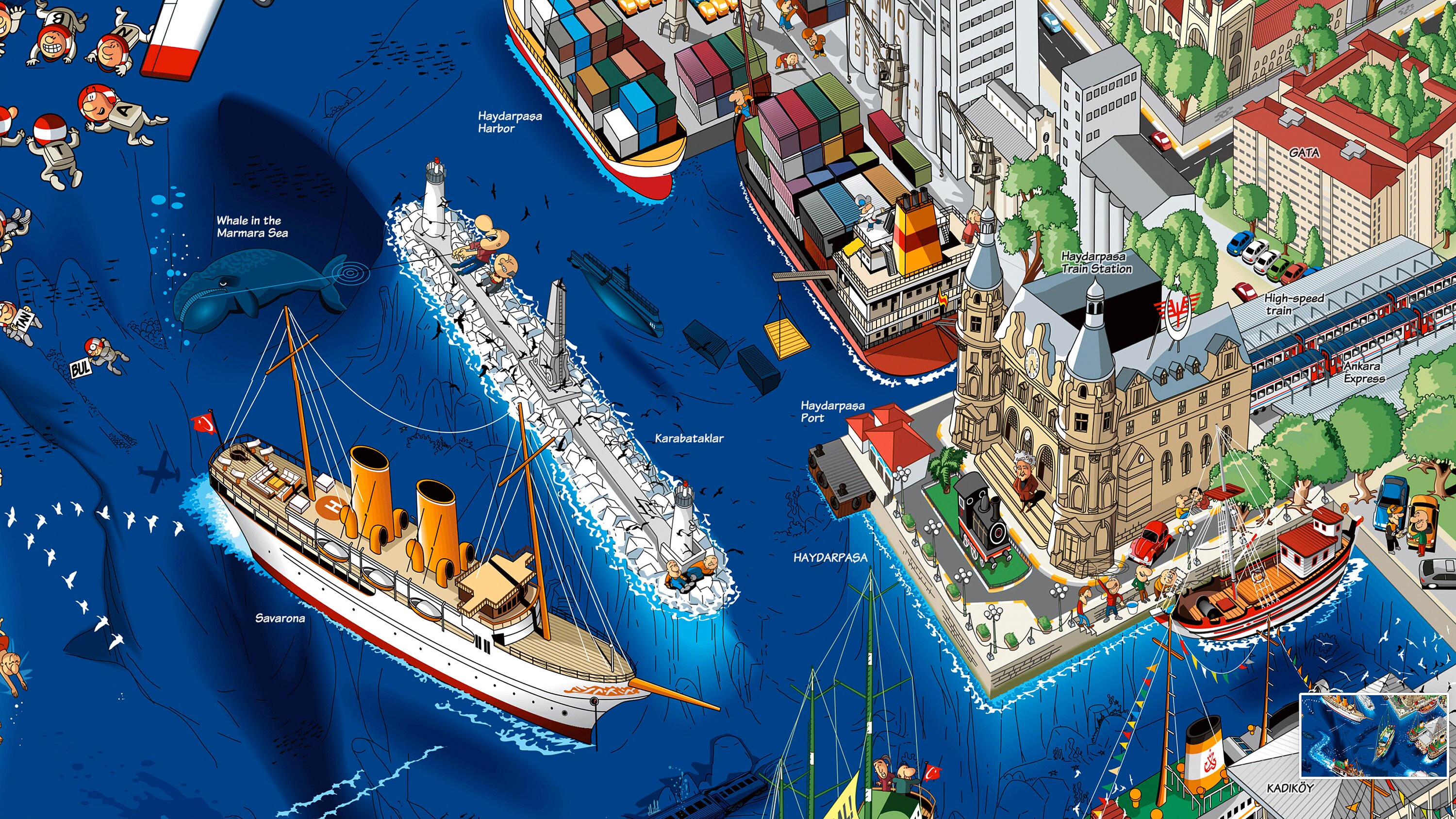 Istanbul Cartoon Map Poster. Cartoon Map of Istanbul With Details ...