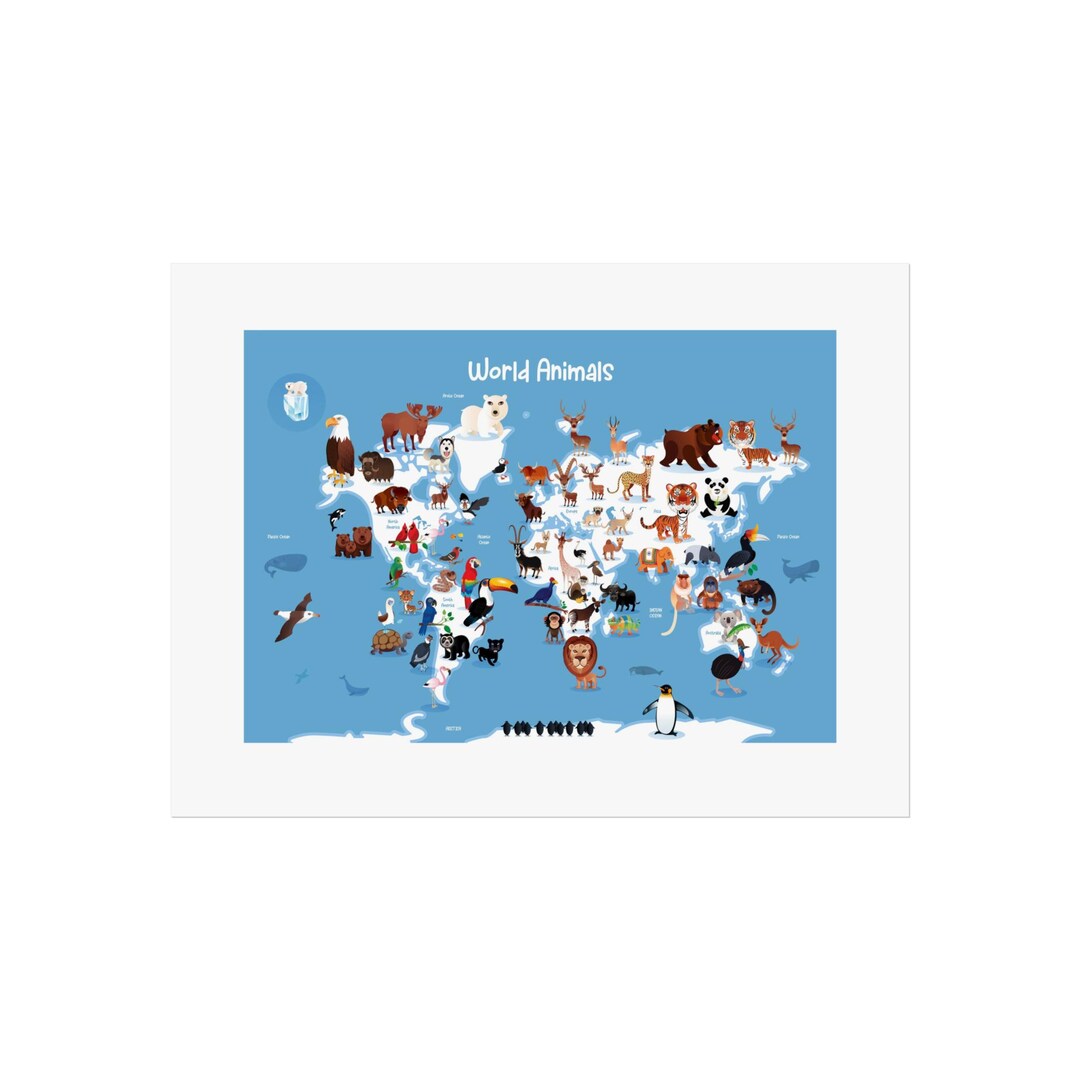 Cartoon Map of Animals World, Map of Animals World, Africa Animals ...