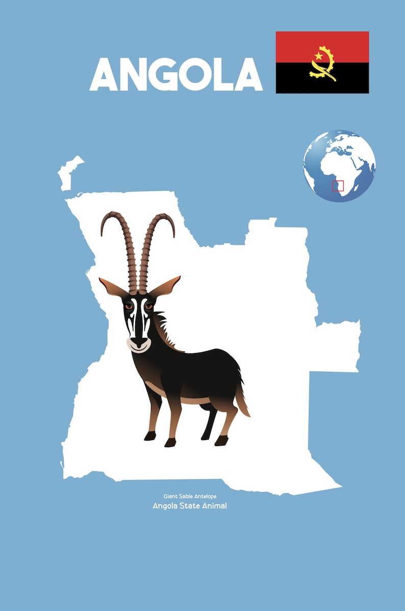 Angola Map Poster - Etsy