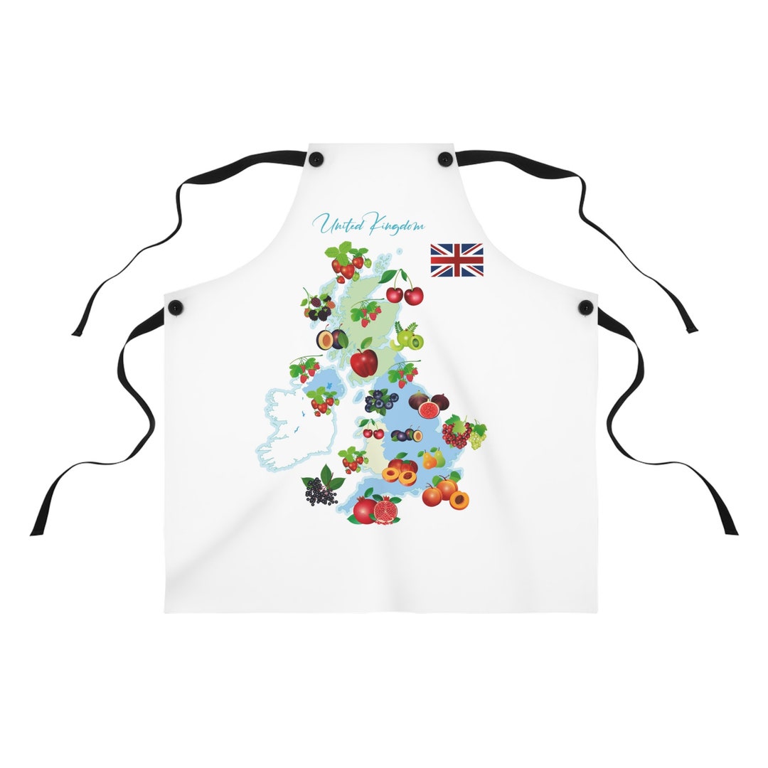 United Kingdom Fruit Map Patterned Apron AOP, British, Scotland, Wales ...