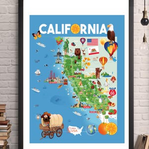 Travel Map of CALIFORNIA, Cartoon Map of CALIFORNIA, California ...