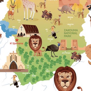 Chad State Cartoon Map - Etsy