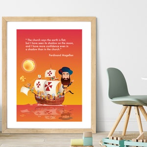 Ferdinand Magellan Quote Poster: Inspirational Cartoon Print (digital ...