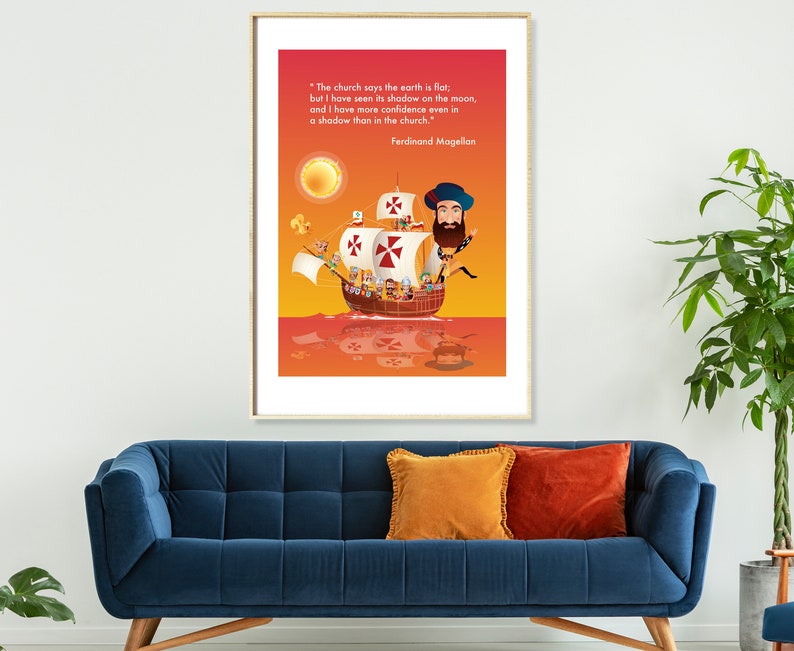 Ferdinand Magellan Quote Poster: Inspirational Cartoon Print (digital ...