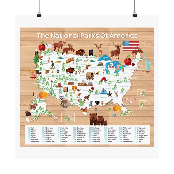 Usa National Park Map Poster - Etsy