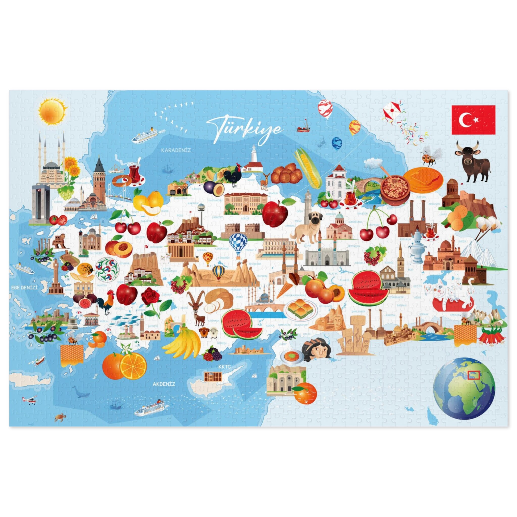Turkey Cartoon Map Poster Jigsaw Puzzle, Istanbul Cartoon Map Poster ...
