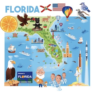 Florida Map Poster | Educational Travel Art (digital Download) - Etsy