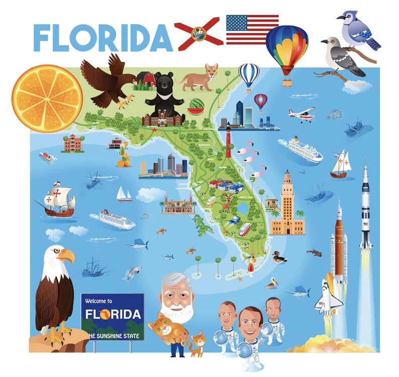 Florida Map Poster Digital Download - Etsy