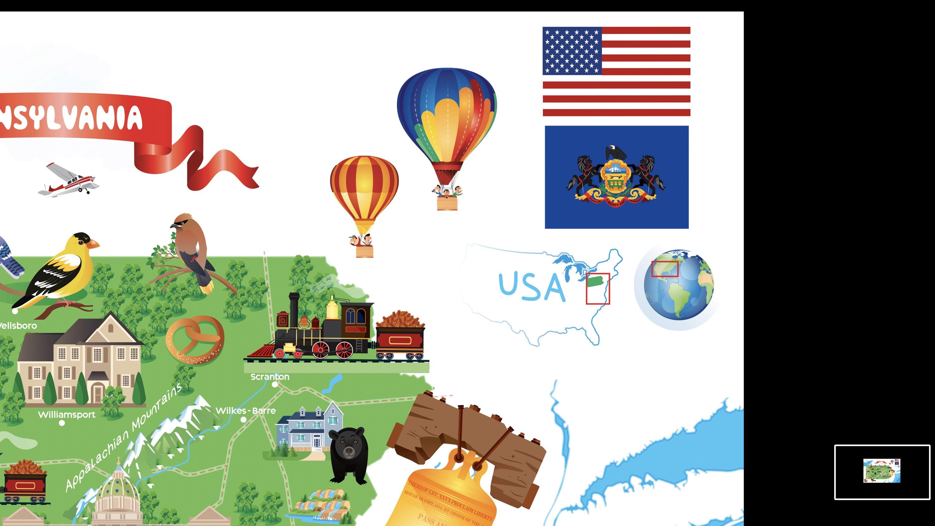 Cartoon Pennsylvania Map, Travel Art Print (digital Download) - Etsy