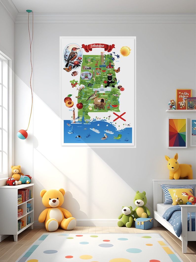 Alabama State Cartoon Maps - Etsy