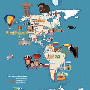 Pan-american Highway Map Poster - Etsy