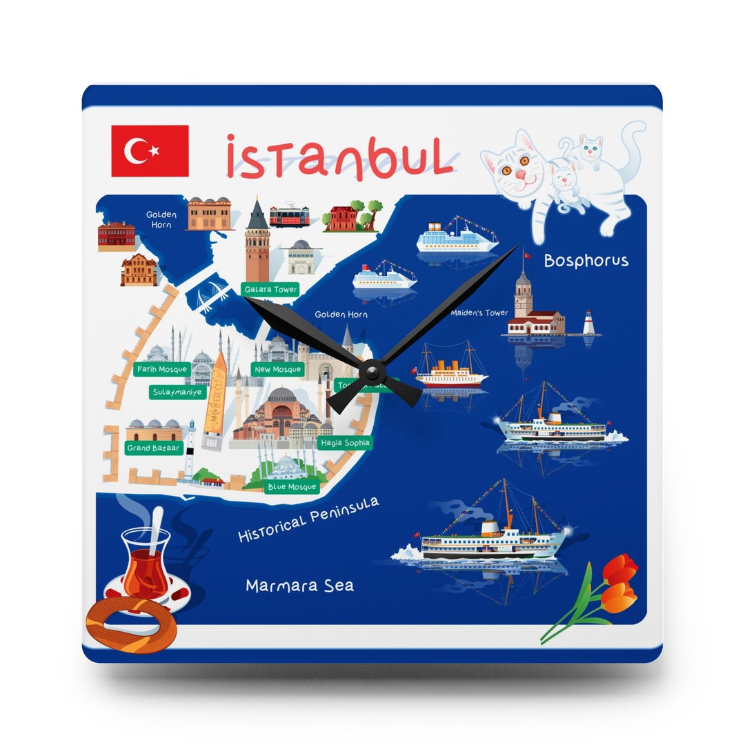 Istanbul Map Gift Acrylic Wall Clock, Istanbul Map Gift Acrylic Wall ...