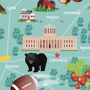 Cartoon Map of Ohio State Map Poster, Digital Download - Etsy