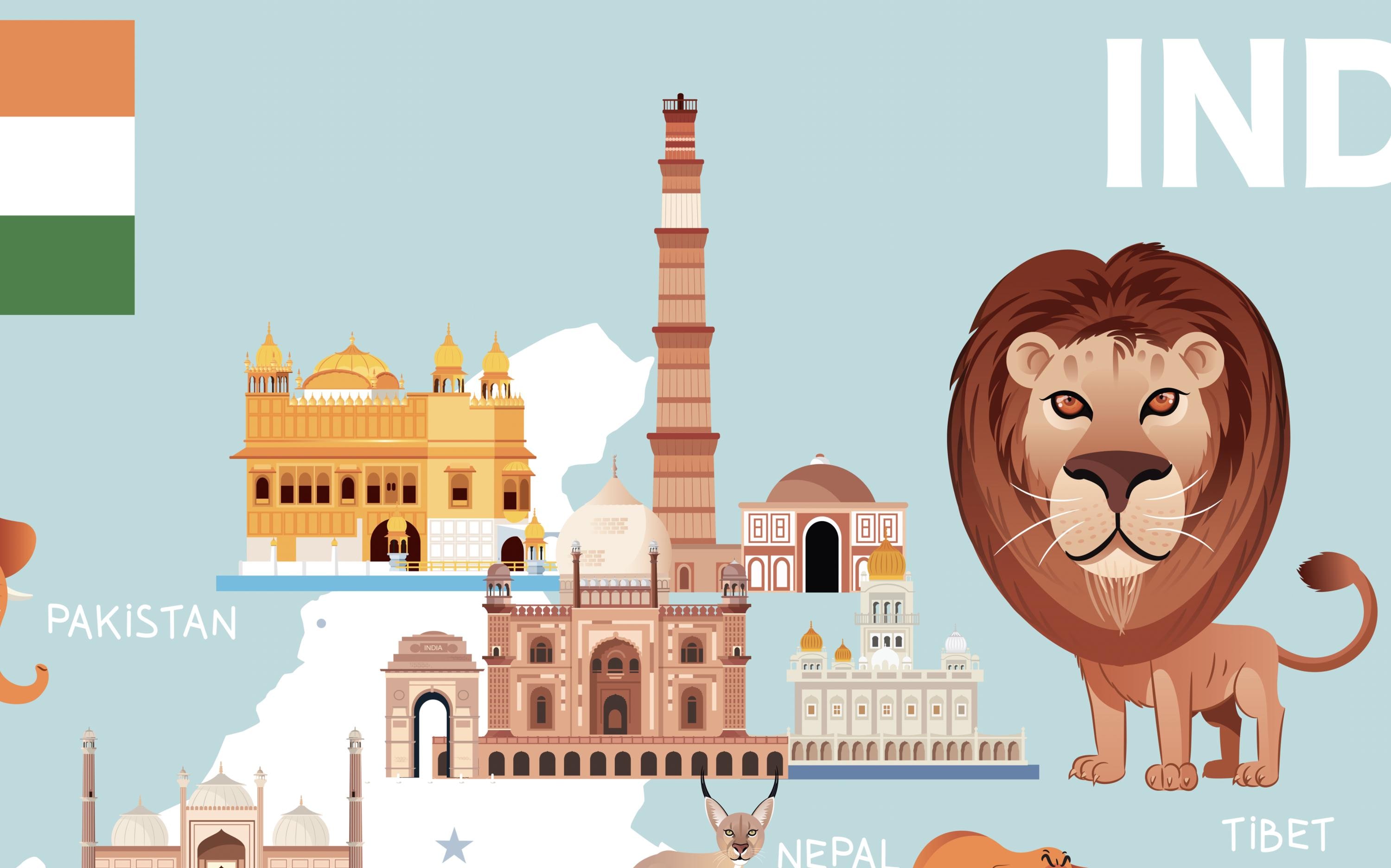 India Travel Map, Cartoon Map of India, Travel Map of India - Etsy