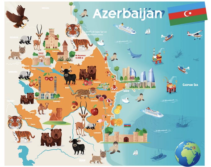 Azerbaijan Relief Map | Printable Decor - Etsy Canada