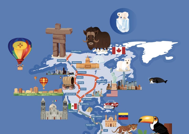 Pan-american Highway Map Poster - Etsy