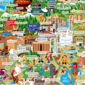 Turkey Culture Map Poster – Illustrated Landmarks of 81 Provinces ...