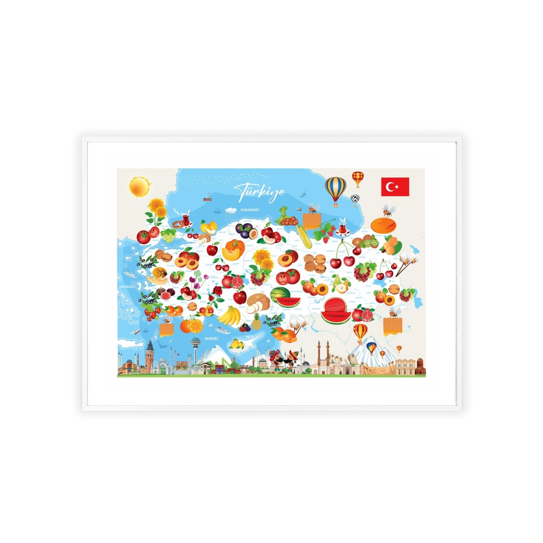 Türkiye Cartoon Map Poster, Istanbul Cartoon Map Poster, Turkey Tourism ...