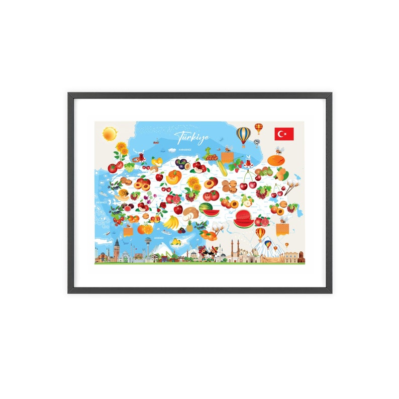 Türkiye Cartoon Map Poster, Istanbul Cartoon Map Poster, Turkey Tourism ...