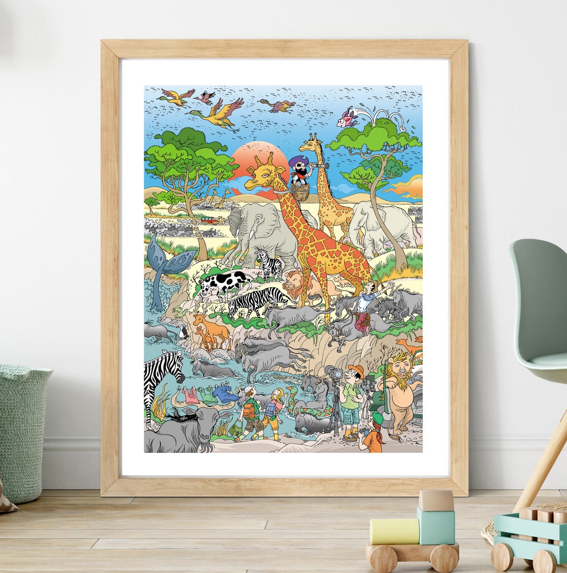 Cartoon Animals of Africa Print - Educational Kids Poster (digital ...