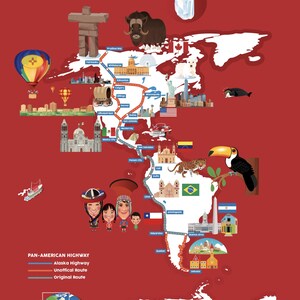 Pan-american Highway Map Poster - Etsy