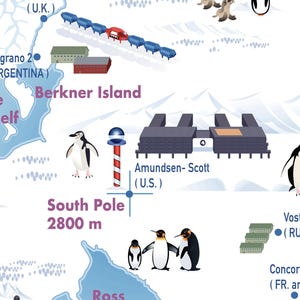 Antarctica Map, Stunning Antarctica Map Poster Featuring Roald Amundsen ...