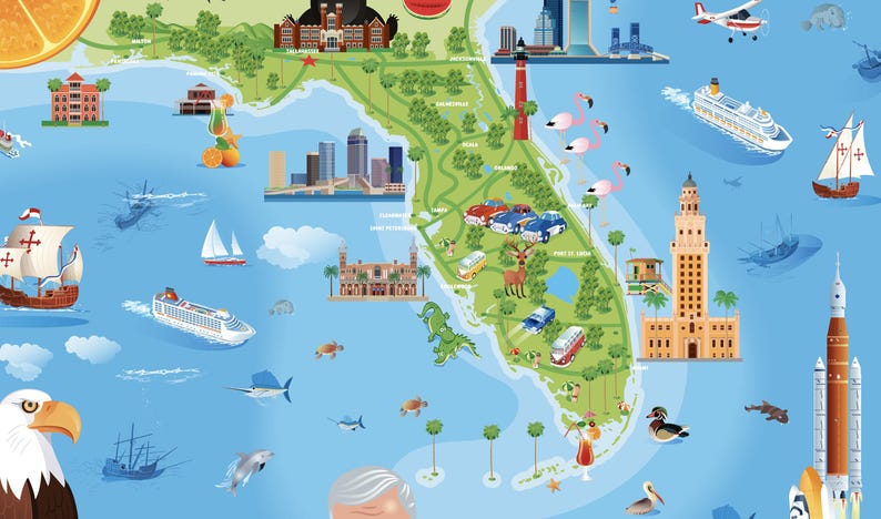 Florida Map Poster Digital Download - Etsy
