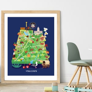 Cartoon Map of UTAH STATE - Etsy