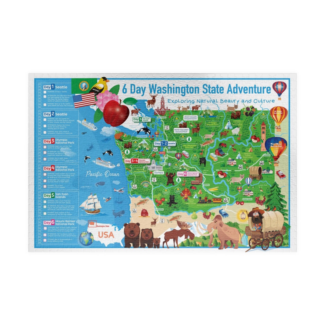 Washington State Travel Map Puzzle 110, 252, 520, 1014-piece ...