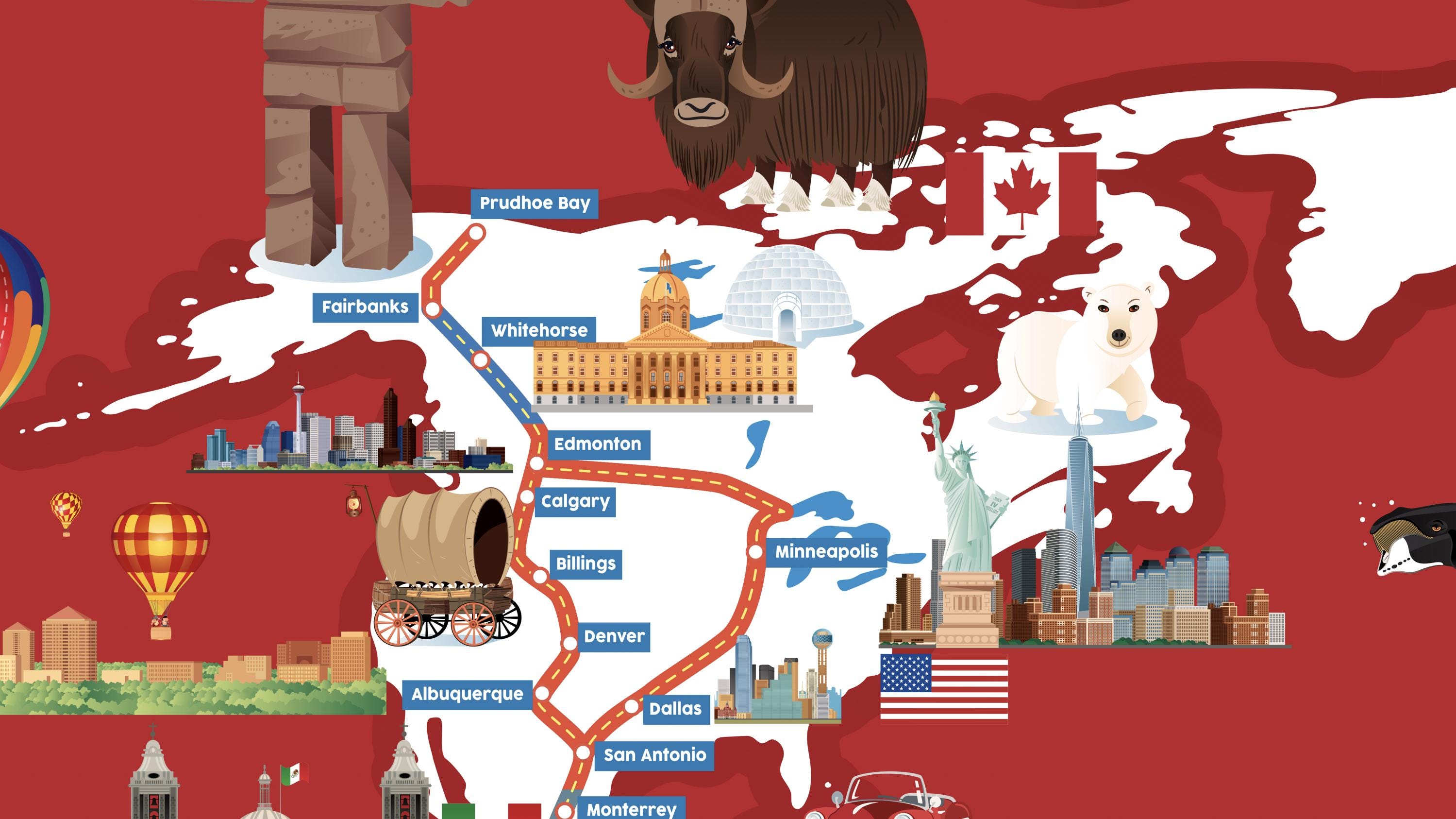 Pan-american Highway Map Poster - Etsy