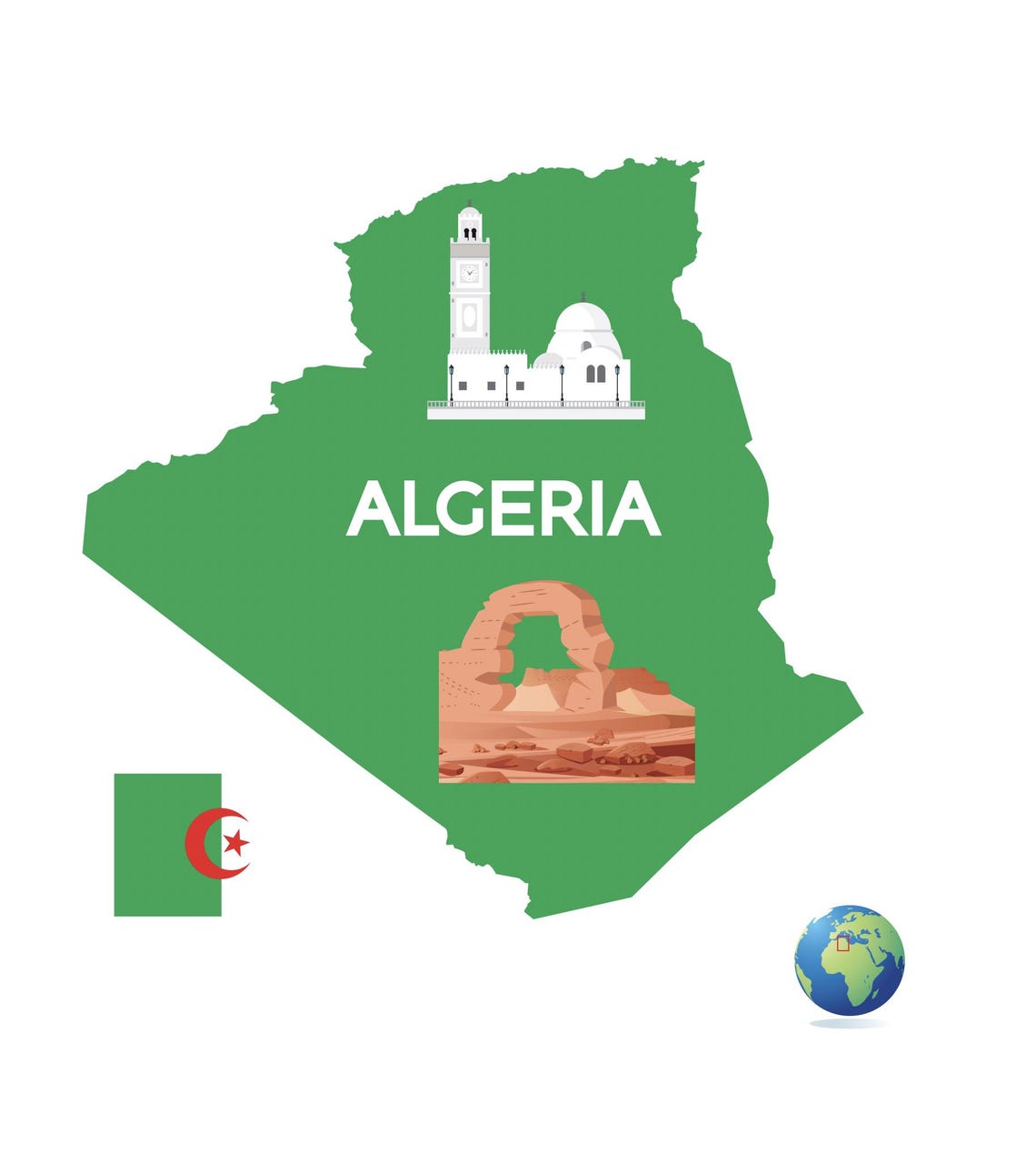 Algeria Cartoon Travel Map | Educational Country Art (digital Download ...