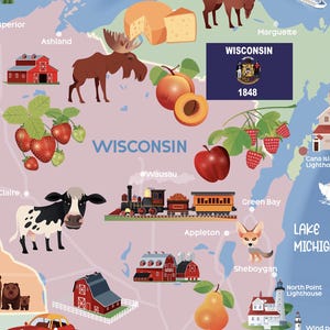 Cartoon Map of Great Lakes Maps - Etsy