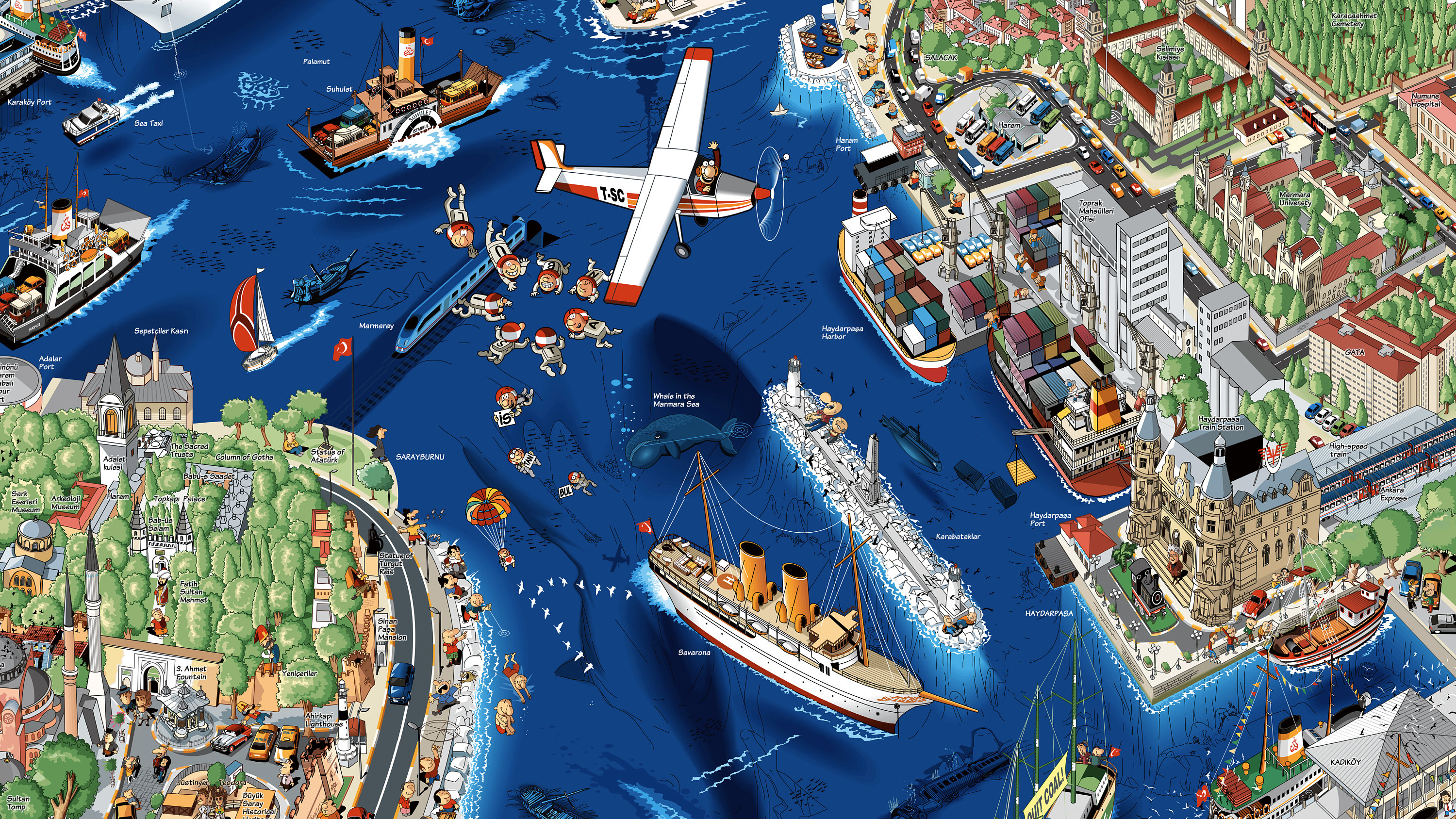 Istanbul Cartoon Map Poster. Cartoon Map of Istanbul With Details ...