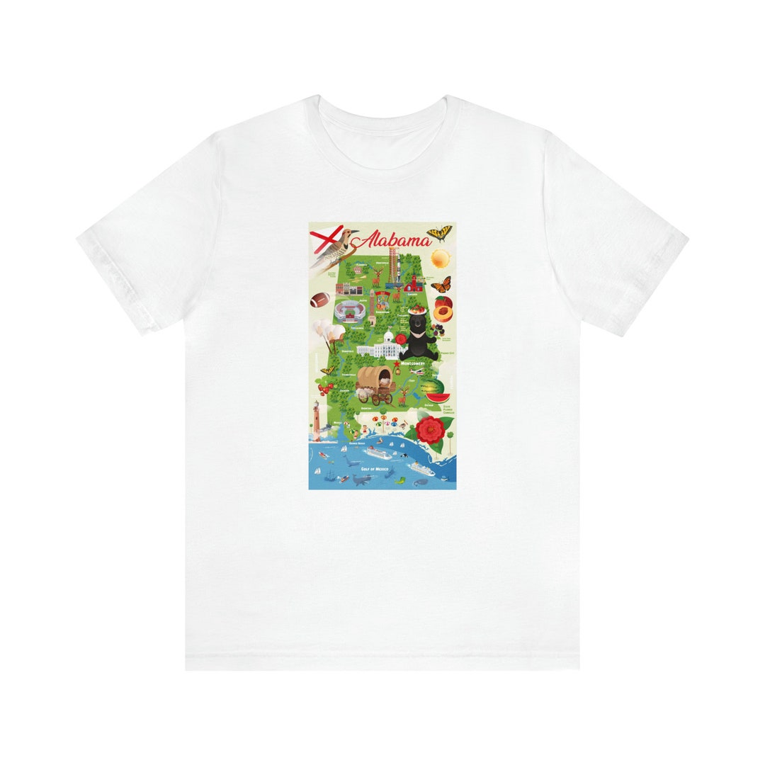 Cartoon Map of Alabama State Printed Unisex Jersey Short - Etsy