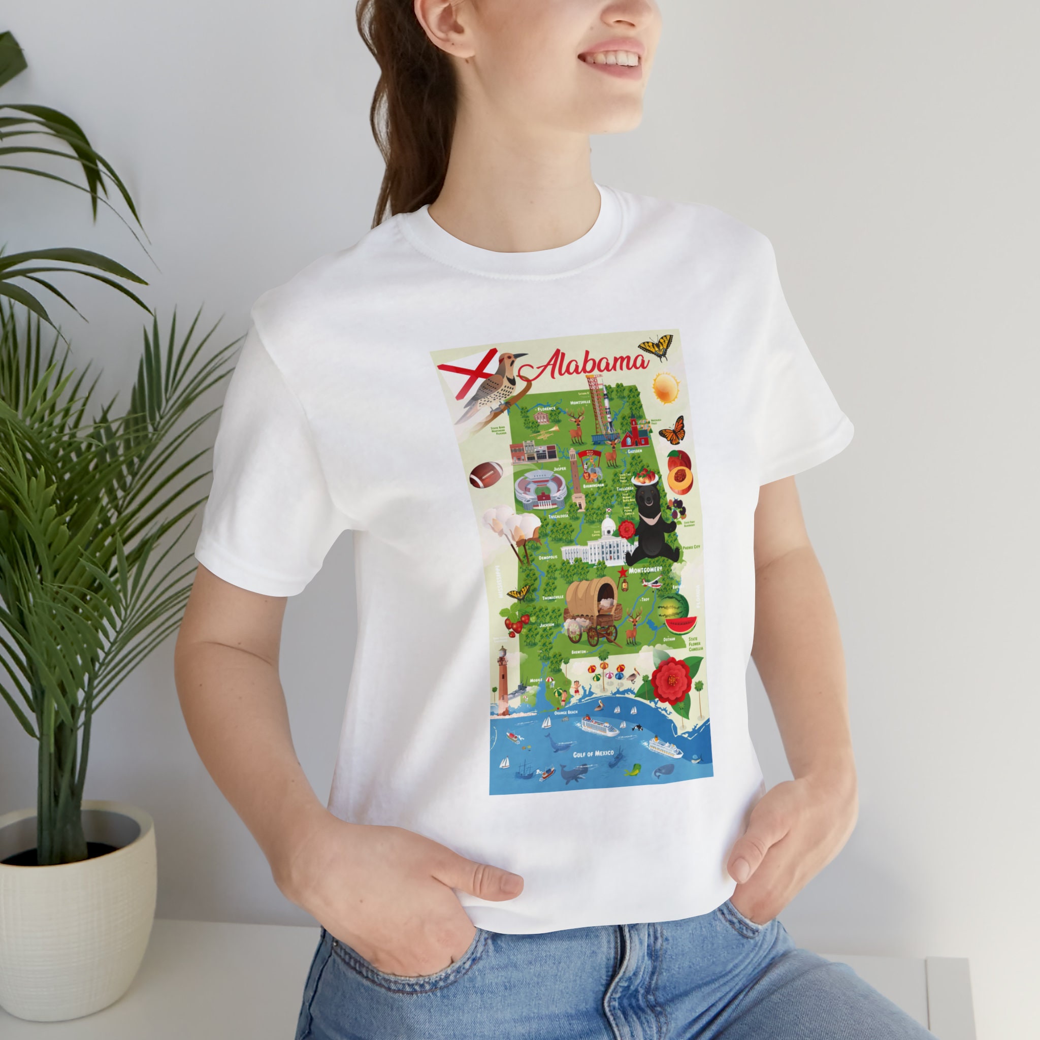 Cartoon Map of Alabama State Printed Unisex Jersey Short - Etsy