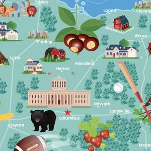 Cartoon Map of Ohio State Map Poster, Digital Download - Etsy